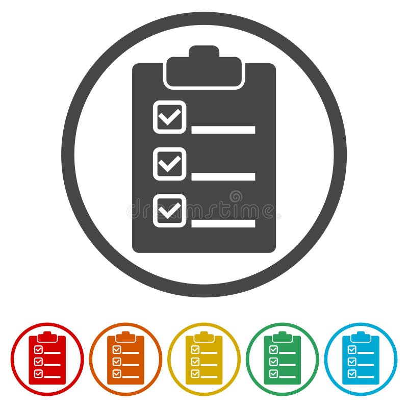 Icono De La Lista De Control, 6 Colores Incluidos Ilustración del ...