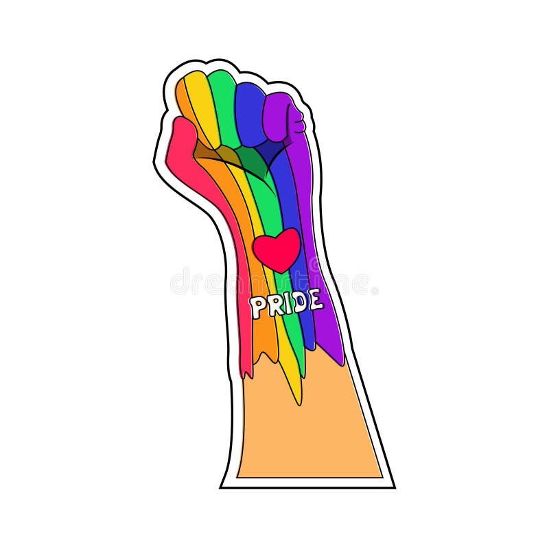Icono De La Mano De Orgullo Aislado Con Colores Lgbt Ilustración del ...