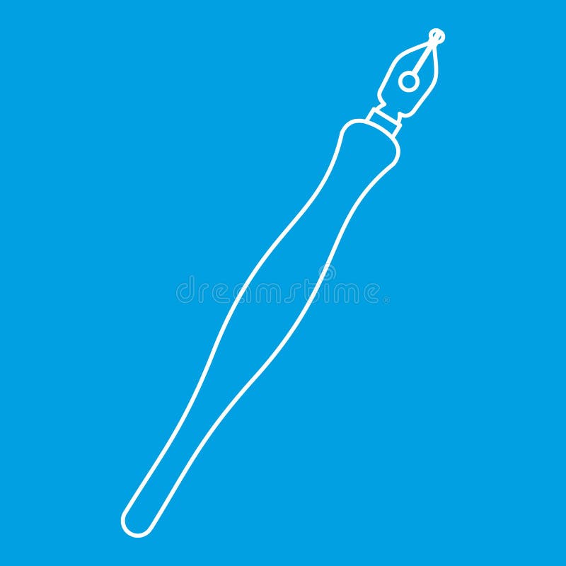 Icono De La Pluma, Estilo Del Esquema Ilustración del Vector ...
