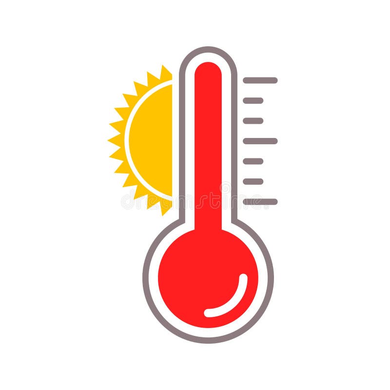 Icono De La Temperatura Del Calor Del Sol Del Vector Del Termómetro ...