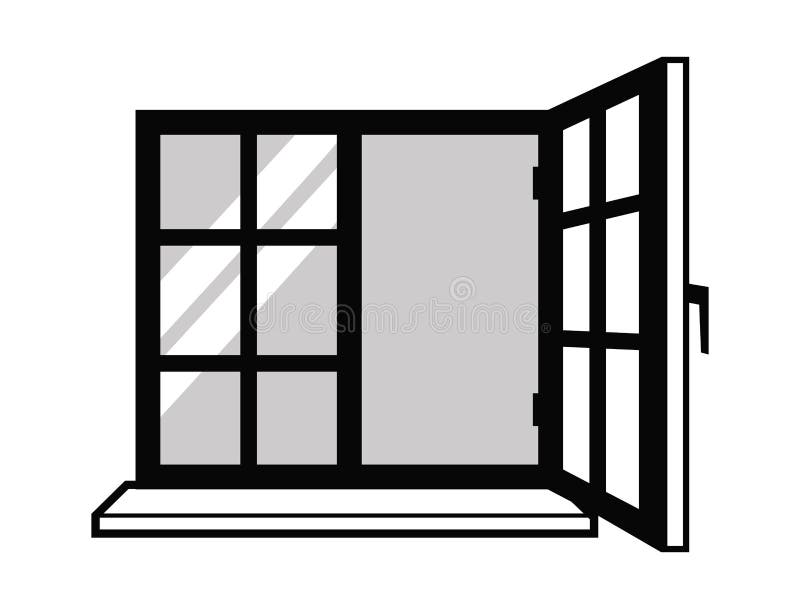 Icono De Ventana Abrir Ventana En Fondo Blanco. Ilustración De Dibujos ...