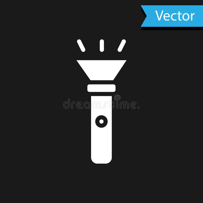 Icono De Linterna Blanca Aislado En Fondo Negro. Vector Ilustración del ...