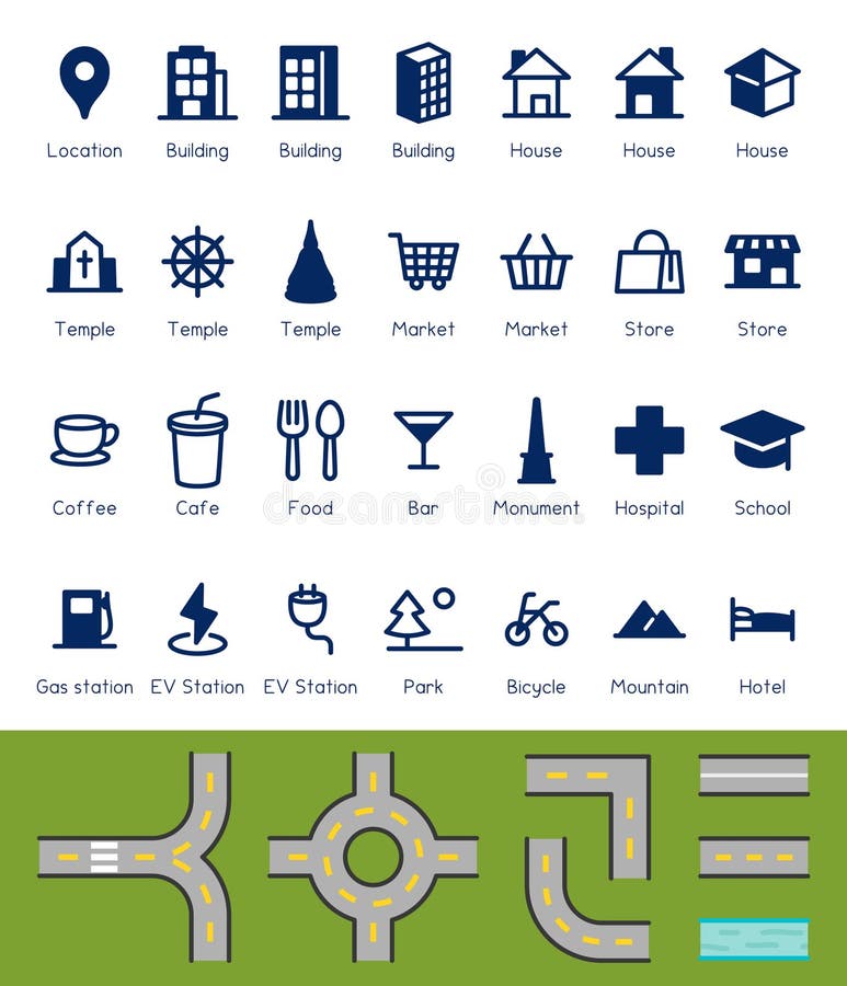 Icono De Lugar De Referencia Y Ruta Para Crear Mapa Ilustración del ...