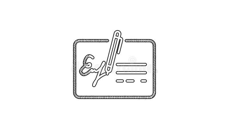 Icono De Línea De Documento Con Firma De Línea Negra Aislado En Fondo