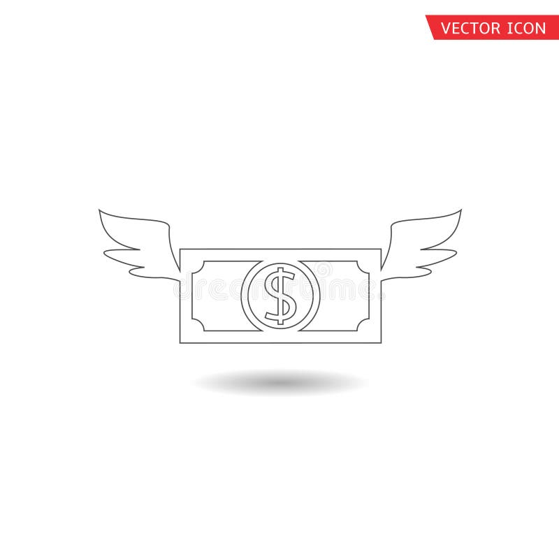 Billete Con Alas Icono Vector De Bancarrota Ilustración del Vector ...