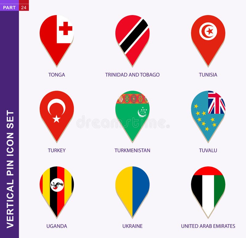 Icono De Pin Vertical, Marca De 9 Países Ilustración del Vector ...