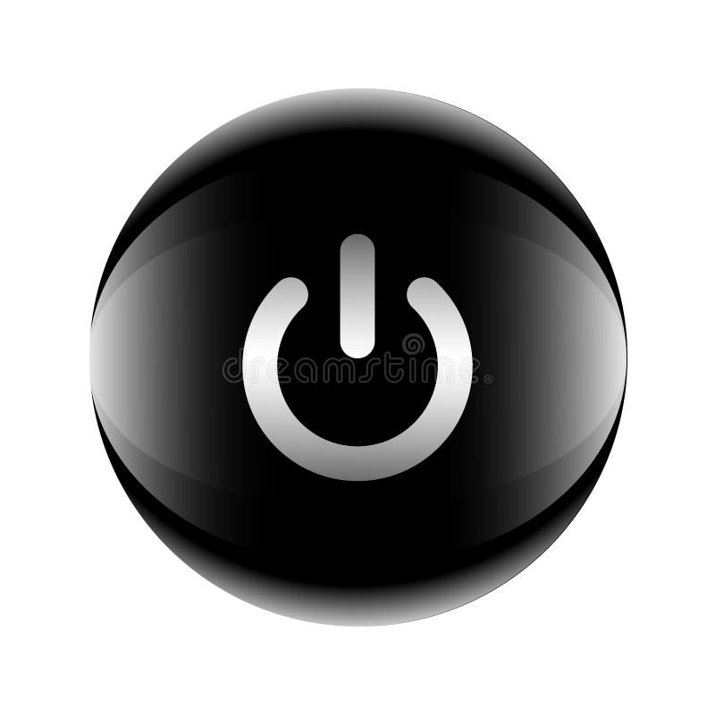 Icono De Poder Blanco Negro En Forma De Bola. Ilustración del Vector ...