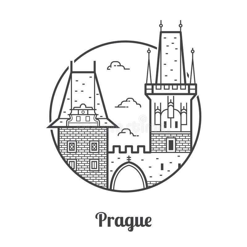 Icono de Praga del viaje ilustración del vector. Ilustración de lineal ...