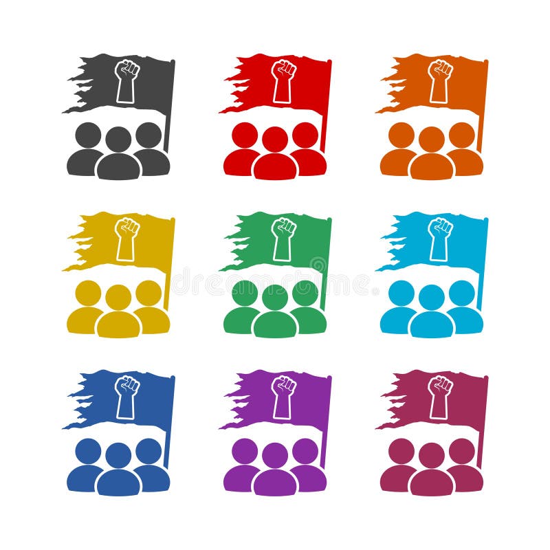Icono De Protesta. Establecer Iconos Coloridos Ilustración del Vector ...