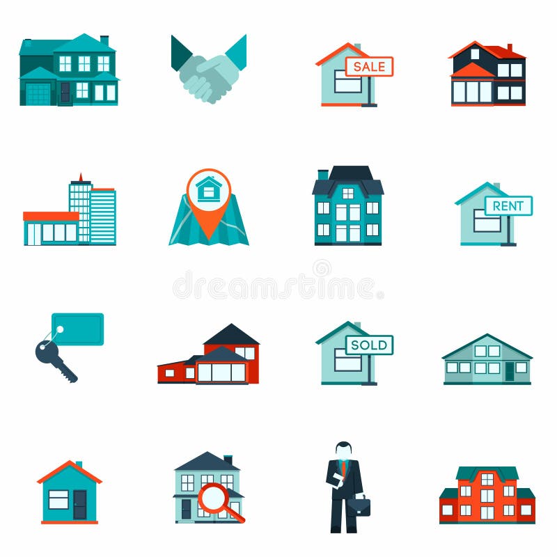 Icono de Real Estate plano ilustración del vector. Ilustración de ...