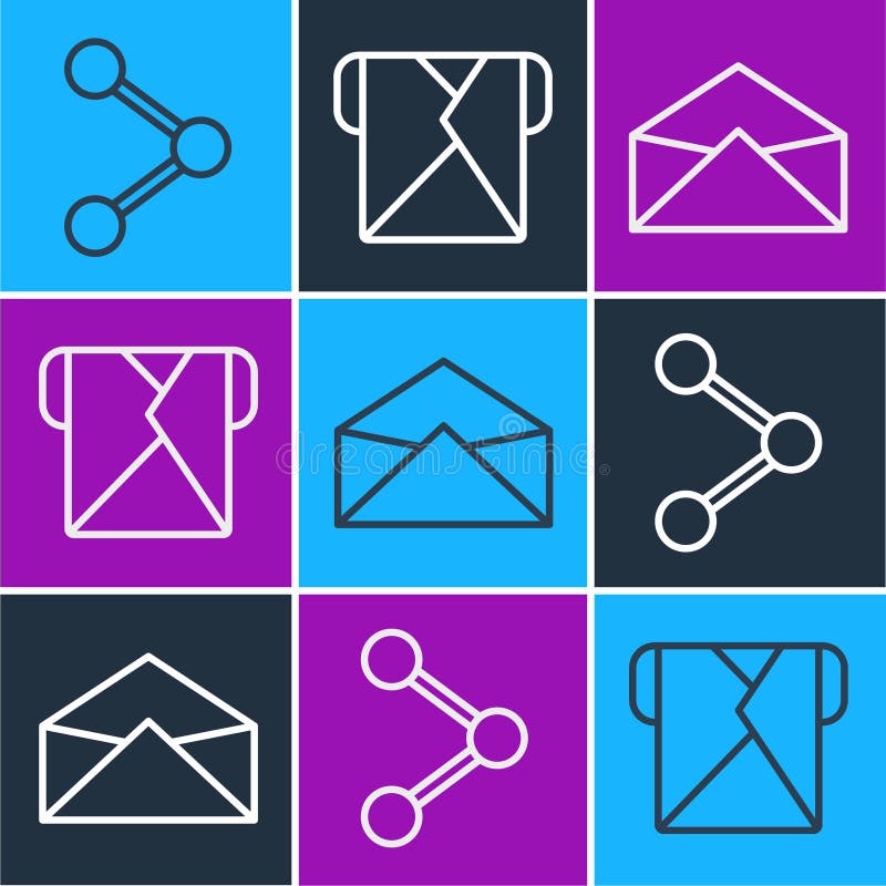 Icono De Sobre Y Sobre De Línea. Vector Ilustración del Vector ...