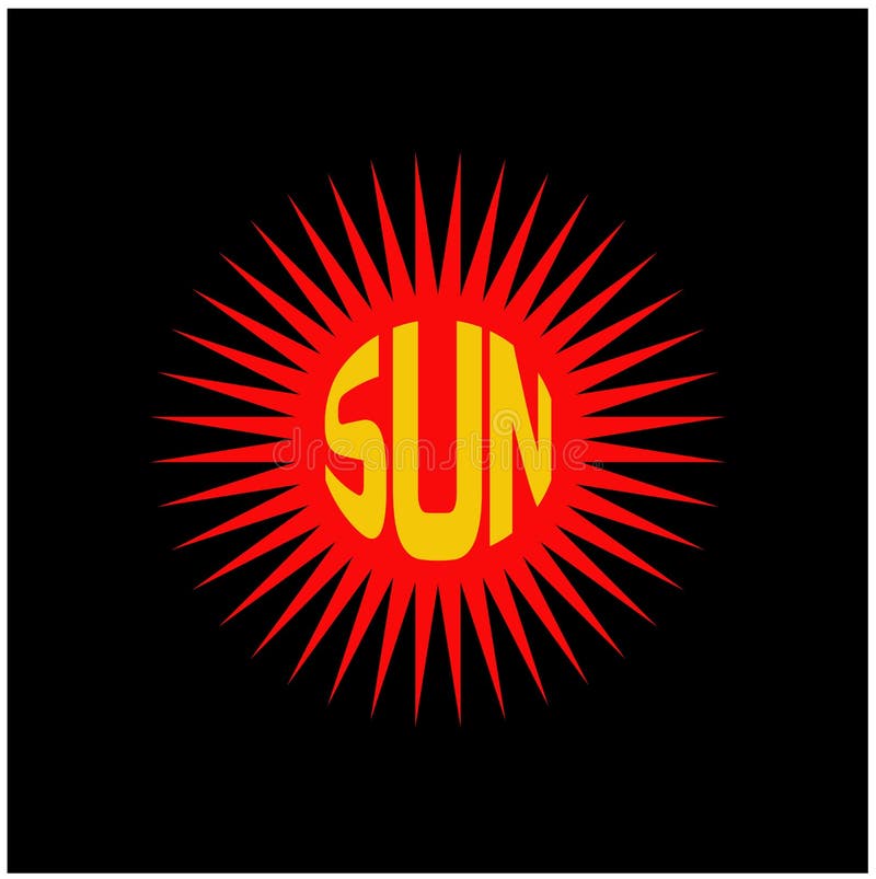 Icono De Sol Escrito Sobre Sol. Logotipo Solar Con Sol Rojo Ilustración ...