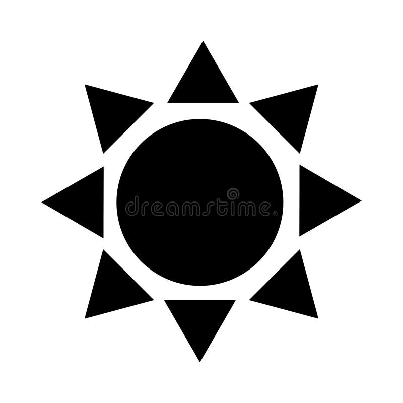 Icono de sol negro plano ilustración del vector. Ilustración de ...