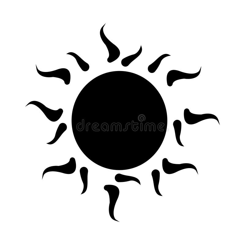 Icono de sol negro plano ilustración del vector. Ilustración de ...