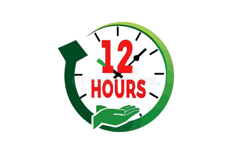 Icono De Tiempo De 12 Horas Con Vector De Flecha De Mano Y Reloj Verde Ilustración del Vector ...