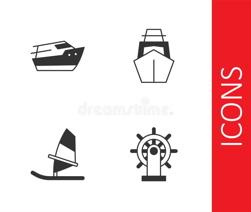 Icono Del Barco Velero Y Del Windsurf. Vector Ilustración del Vector ...
