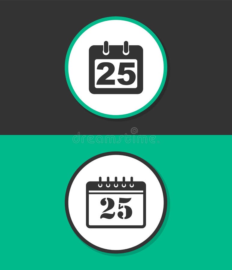 Icono Del Calendario Con 25 Icono Plano Simple Del Vector Ilustración ...