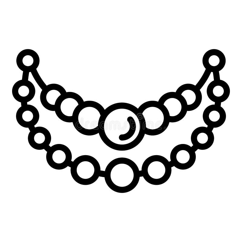 Icono Del Collar De La Perla, Estilo Del Esquema Ilustración del Vector ...