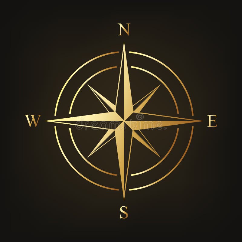 Icono Del Compás Del Oro Ilustración Del Vector Stock de ilustración ...