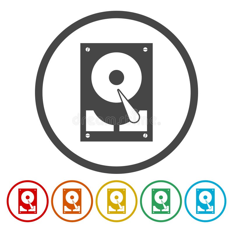 Icono del disco duro, ilustración del vector. Ilustración de portador ...