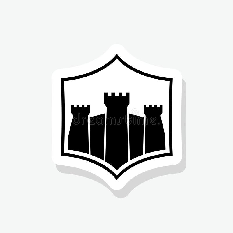 Icono Del Emblema Del Castillo Con Forma De Escudo Ilustración del ...