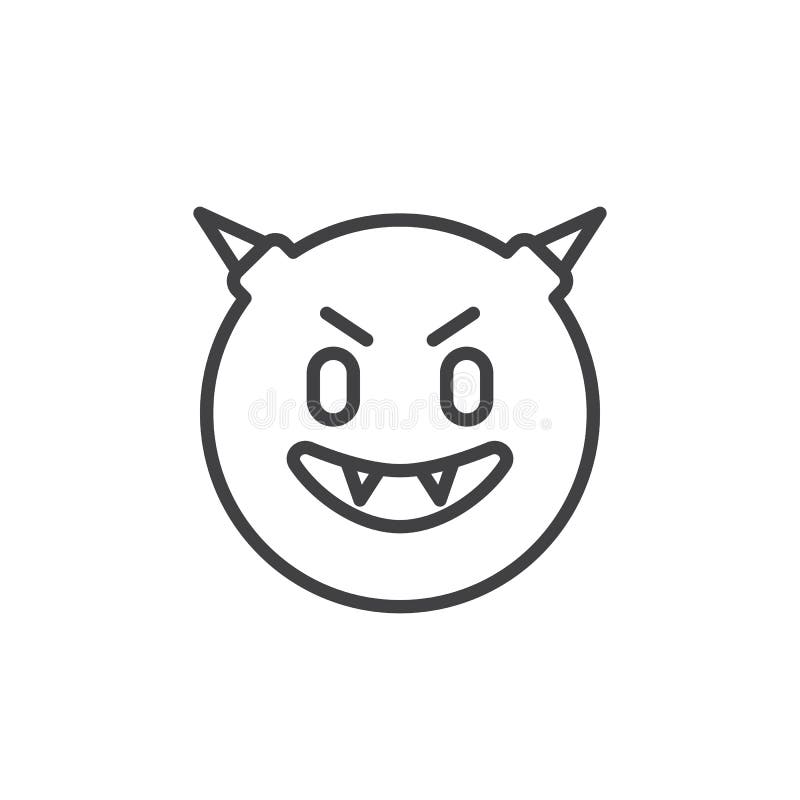 Icono Del Esquema Del Emoticon De La Cara Del Diablo Ilustración del ...