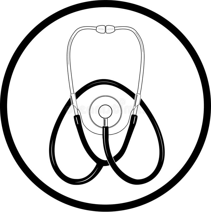 Icono Negro Del Vector De La Silueta Del Estetoscopio Ilustración del ...