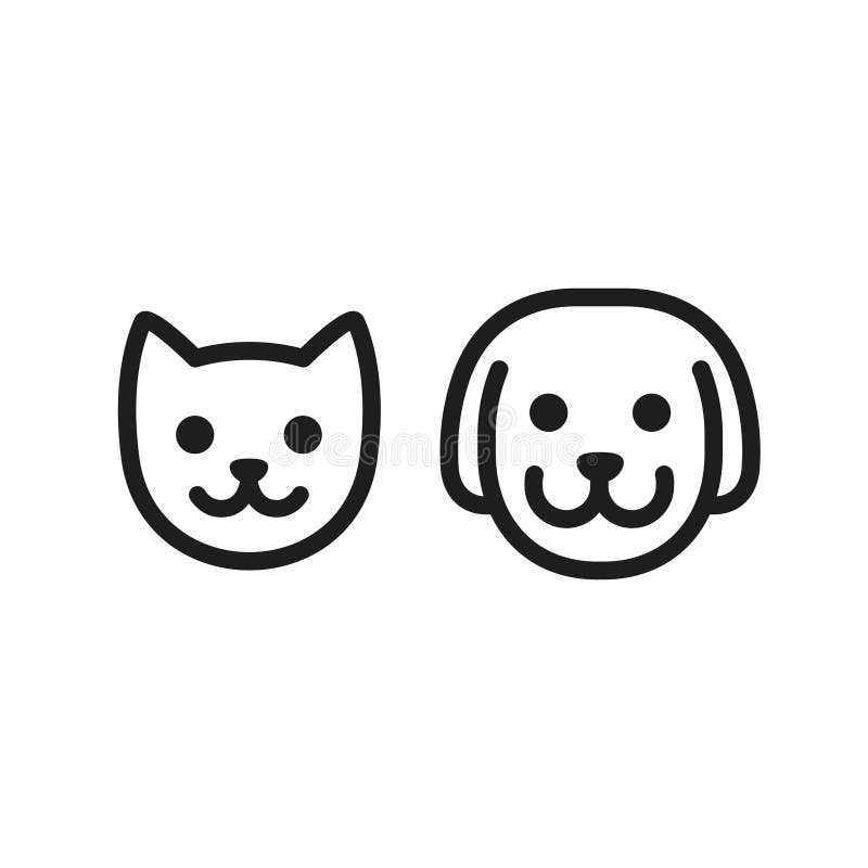 Icono del gato y del perro ilustración del vector. Ilustración de lindo ...