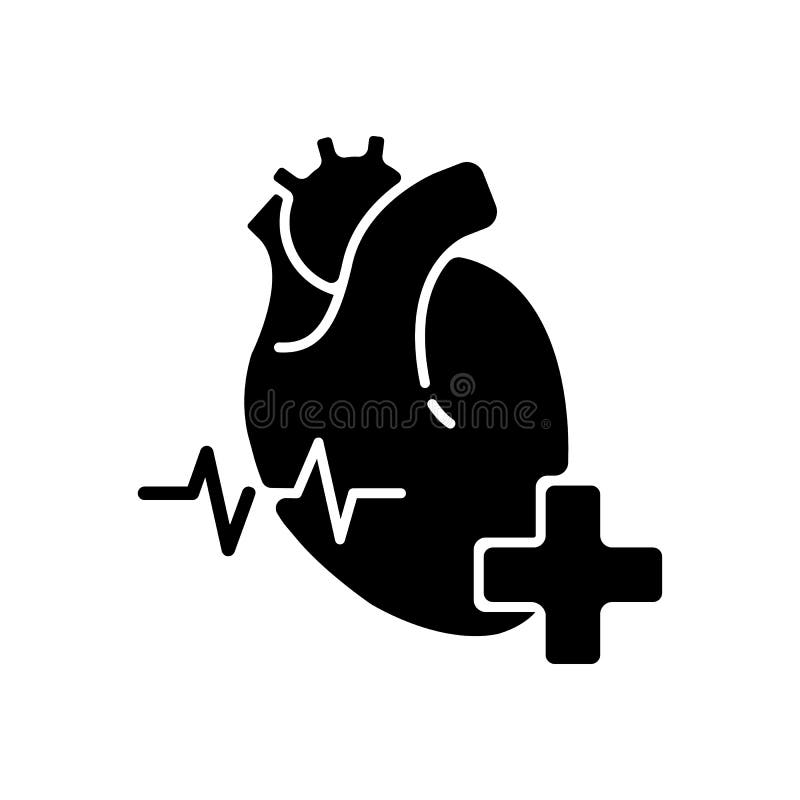 Icono Del Glifo Negro Del Departamento De Cardiología Ilustración Del