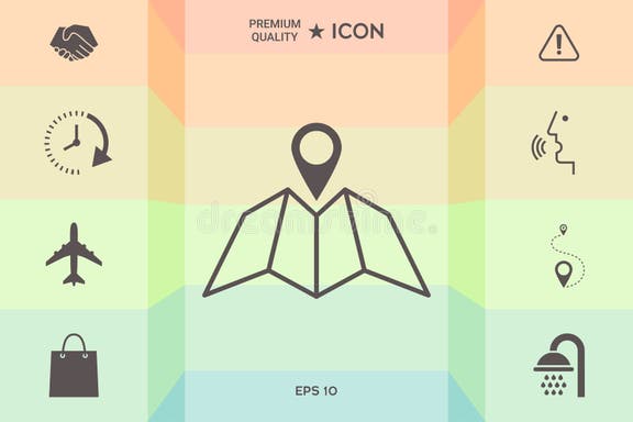 Icono Del Mapa Con Pin Pointer Ilustración del Vector - Ilustración de ...