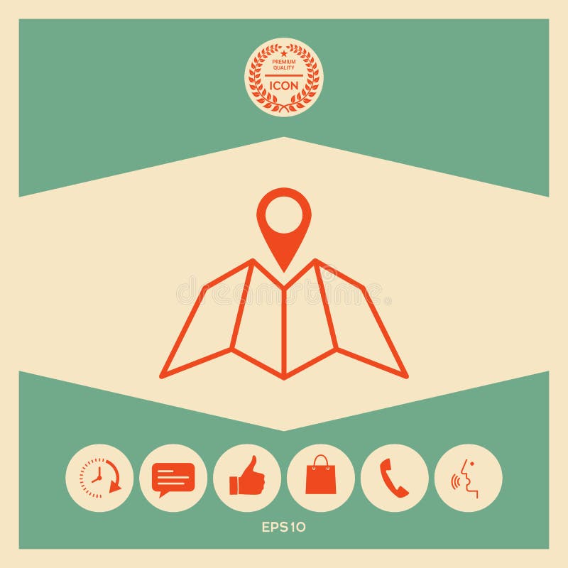 Icono Del Mapa Con Pin Pointer Ilustración del Vector - Ilustración de ...