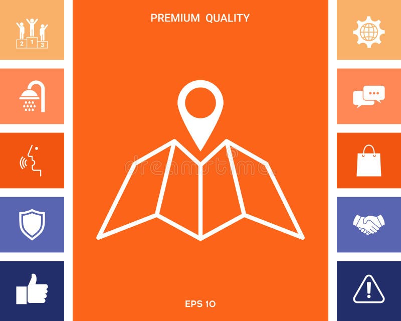 Icono Del Mapa Con Pin Pointer Ilustración del Vector - Ilustración de ...