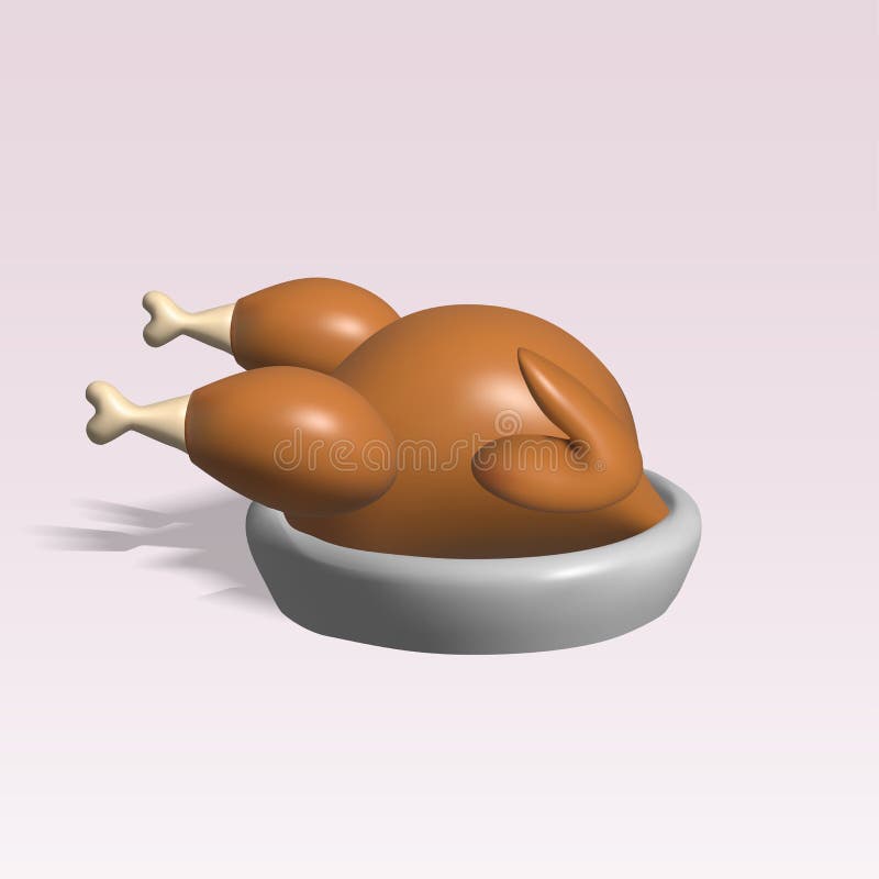 Icono Del Pollo Asado O Del Vector De Pavo 3d. Icono Del Pollo Asado Stock de ilustración ...