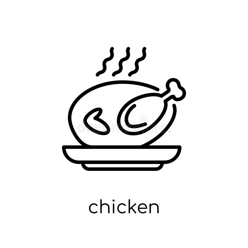 Icono Del Pollo Aislado En El Fondo Blanco, Muestra Del Pollo ...