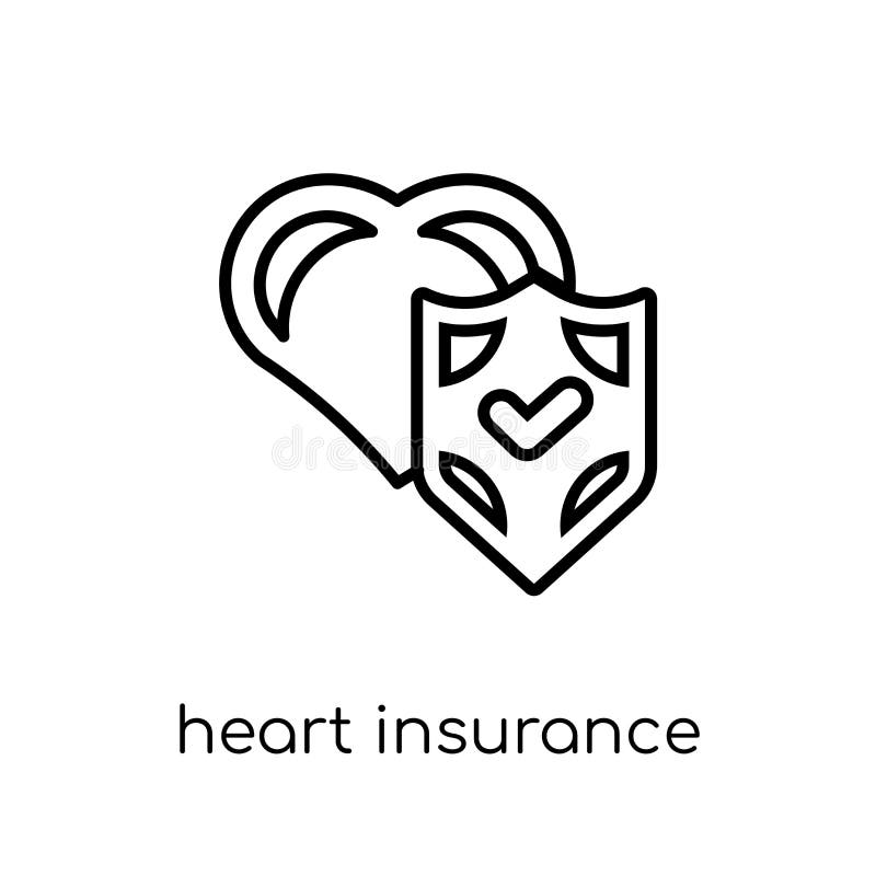 Icono Del Seguro Del Corazón Ins Linear Plano Moderno De Moda Del ...