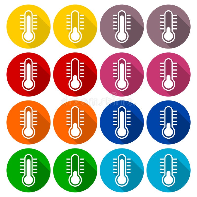 Icono Del Termómetro Con La Sombra Larga Ilustración del Vector ...