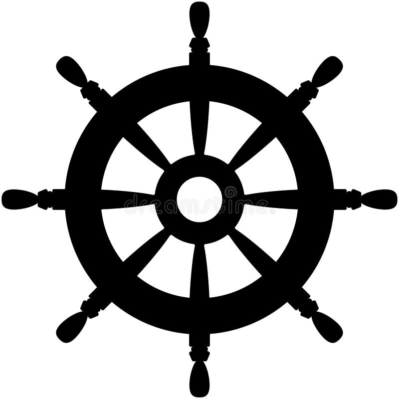 Timón Del Barco De La Silueta Con El Yate Ilustración del Vector ...