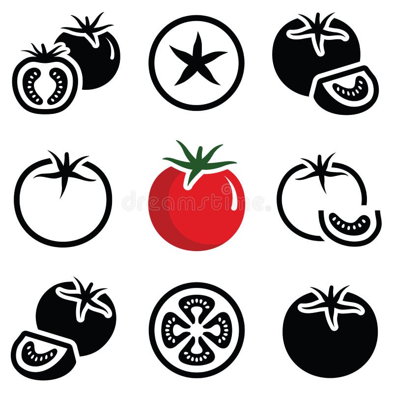 Icono Del Tomate Sistema De La Granja Stock de ilustración ...