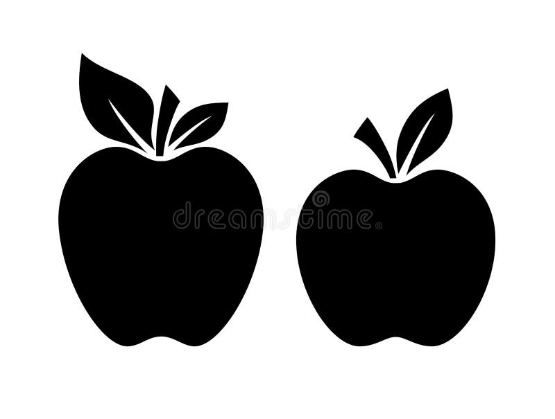 Icono Del Vector De La Silueta De Dos Manzanas Ilustración del Vector ...