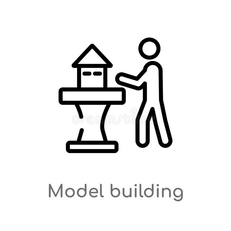 Icono Del Vector Del Edificio Modelo Del Esquema L?nea Simple Negra ...