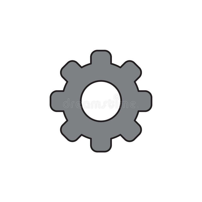 Icono Del Vector Del Engranaje Esquemas Negros Y Coloreado Ilustración ...