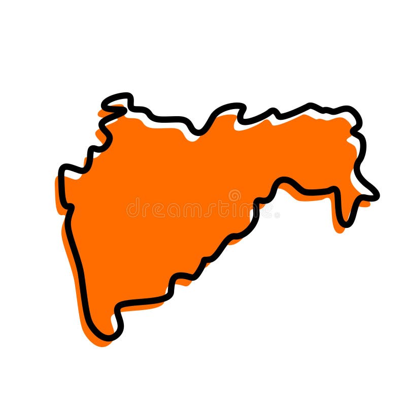 Icono Del Vector Del Mapa De Maharashtra Con Color Naranja Ilustración ...