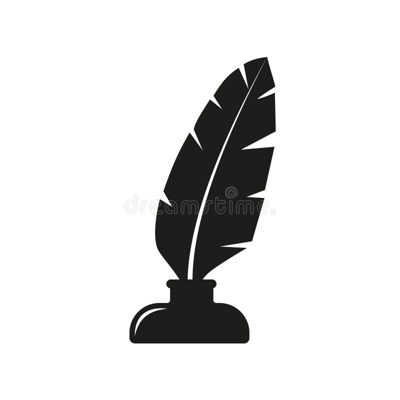 Icono Del Vector Negro Del Frasco De Plumas Y Tinta Ilustración del ...