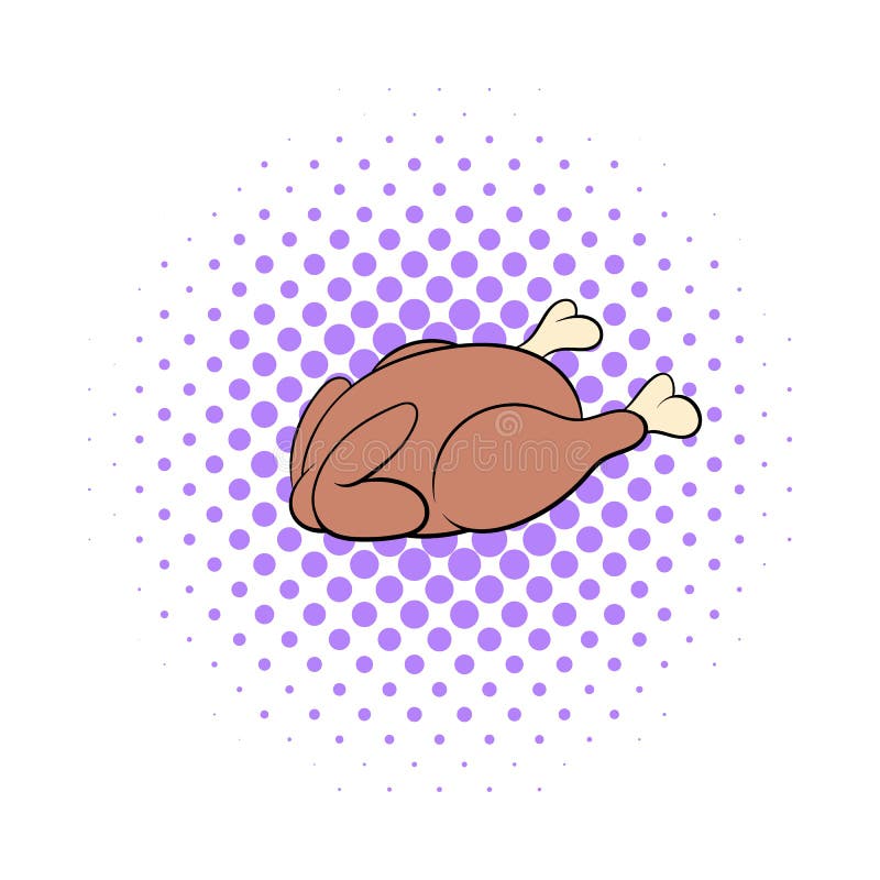 Icono Entero Del Pollo Asado, Estilo De Los Tebeos Ilustración del ...