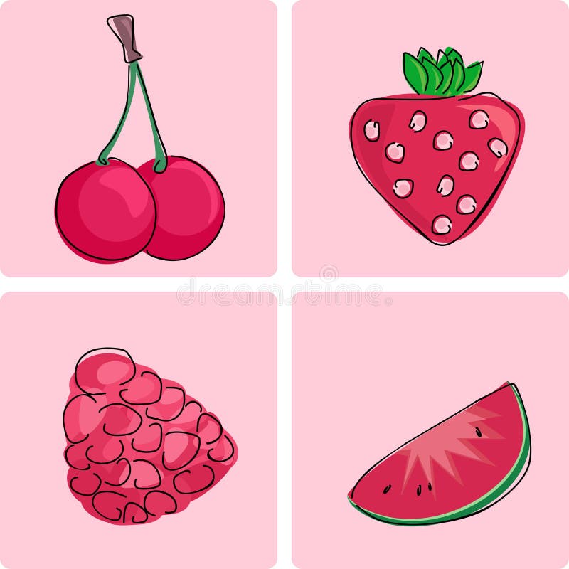 Icono Fijado - Frutas Rojas Ilustración del Vector - Ilustración de ...
