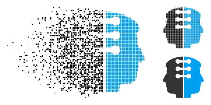Icono Fracturado De Dot Halftone Dual Head Interface Ilustración del ...