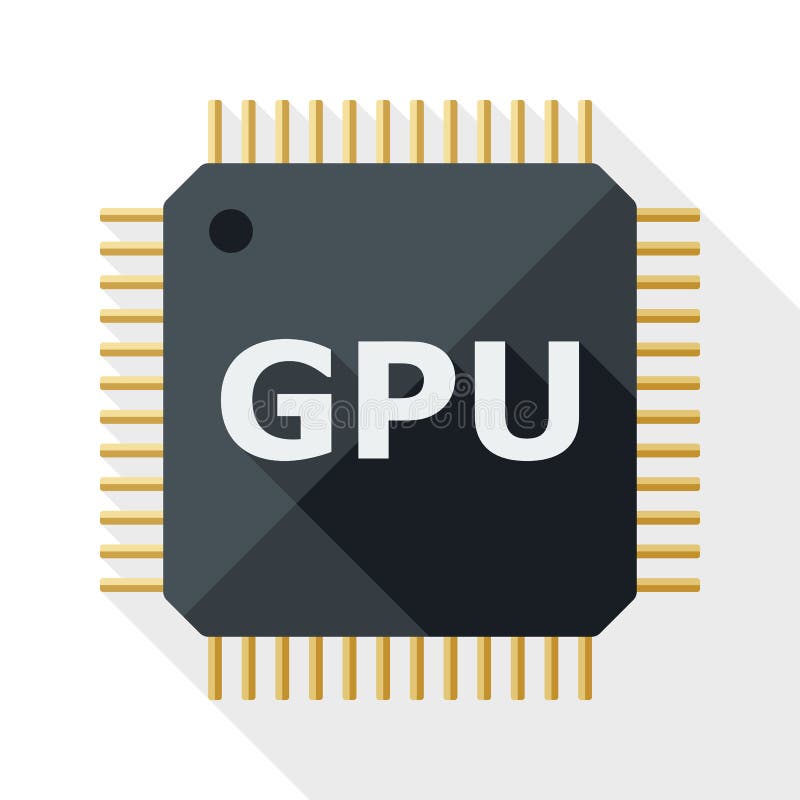 Icono gpu con sombra larga ilustración del vector. Ilustración de base ...