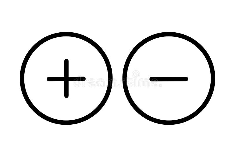 Icono Más Y Menos Del Botón Ilustración del Vector - Ilustración de ...