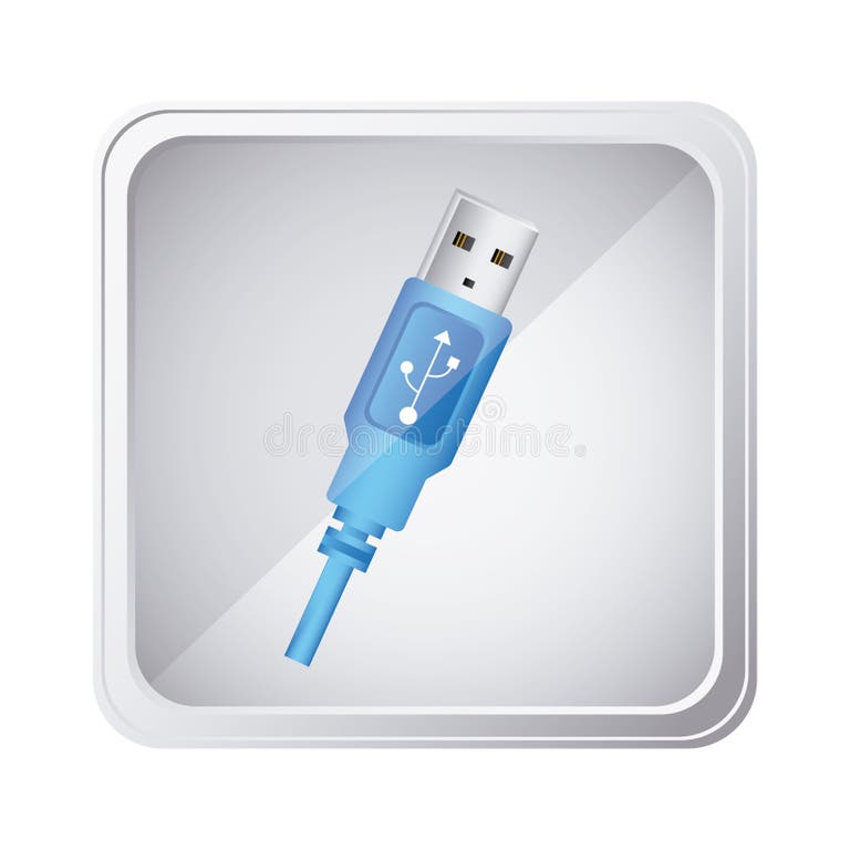 Icono Pendrive Azul Del Emblema Stock de ilustración - Ilustración de ...