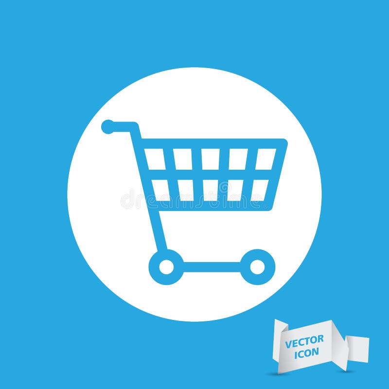 Icono Plano Azul Del Carro De La Compra Ilustración del Vector ...